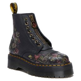 Schlupfboots Dr. Martens "Sinclair Decayed Roses Tumbled Nappa Leder Stiefel", Damen, Gr. 43, schwarz, Leder, geblümt, Schuhe, Plateauboots, Chunky Boot mit abnehmbarem Reißverschluss, Topseller