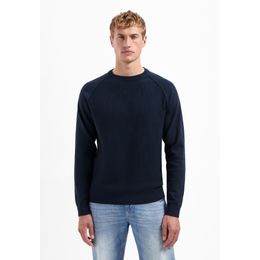 V-Ausschnitt-Pullover NO EXCESS "NO EXCESS Waffelstrickpullover", Herren, Gr. L, night, 90% Baumwolle, 10% Nylon, Pullover
