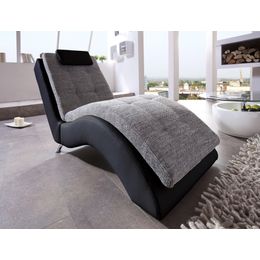 Relaxliege Home Affaire "Vengo 2, moderne Solitär Relaxpolsterliege, bequem und elegant", schwarz (schwarz, weißgrau), B:70cm H:92cm T:170cm, Sofas, mit Kopfkissen, Mattenoptik auf Korpus