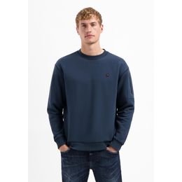 Sweater NO EXCESS "NO EXCESS Rundhals-Sweater Sweater Crewneck Brushed inside", Herren, Gr. M, night, 70% Baumwolle, 30% Polyester, Sweatshirts Sweater