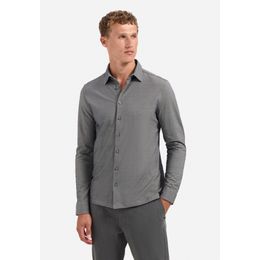 Langarmhemd NO EXCESS "NO EXCESS Meliertes Jerseyhemd Shirt Jersey", Herren, Gr. L, Normalgrößen, dunkelgrau, 55% Baumwolle, 45% Polyester, regular fit, Hemden