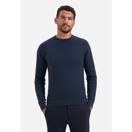 V-Ausschnitt-Pullover NO EXCESS "NO EXCESS Pullover mit diagonaler Strickstruktur", Herren, Gr. L, night, 84% Baumwolle, 16% Polyester, Pullover