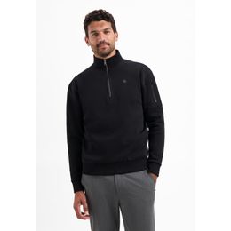 Sweater NO EXCESS "NO EXCESS Half-Zip-Pullover Sweater Half Zip Brushed", Herren, Gr. L, schwarz, 70% Baumwolle, 30% Polyester, Sweatshirts Sweater