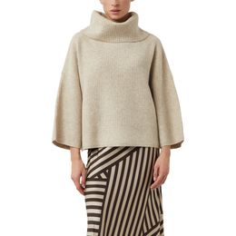 Strickpullover comma, Damen, Gr. L (40), beige melange, Strick, Obermaterial: 50% Polyester, 30% Polyacryl, 11% Polyamid, 5% Wolle, 4% Elasthan, meliert, regular fit normal, ohne Ausschnitt, Pullover, im Boxy Fit