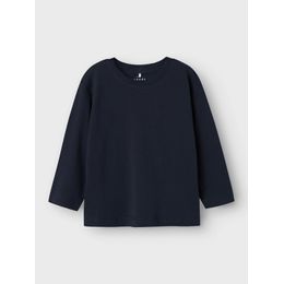 Langarmshirt name it "NMMVOBBO LS NREG TOP NOOS", Jungen, Gr. 98, blau (schwarz sapphire), Jersey, Obermaterial: 100% Baumwolle, unifarben, normal normal, Rundhals, abgesteppte Kante, Shirts, in Basic-Form