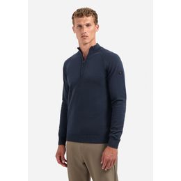 Stehkragenpullover NO EXCESS "NO EXCESS Half-Zip-Pullover Pullover Half Zip High Collar Solid", Herren, Gr. L, night, 90% Baumwolle, 10% Nylon, Pullover