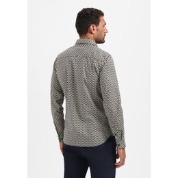 Langarmhemd NO EXCESS "NO EXCESS Stretchhemd mit Print Shirt Stretch Allover Printed", Herren, Gr. L, Normalgrößen, schwarz, 97% Baumwolle, 3% Elasthan, regular fit, Hemden
