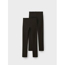 Leggings name it "NKFVIVIAN für Mädchen mit elastischem Bund im 2er-Pack", Mädchen, Gr. 158/164, N-Gr, schwarz, Jersey, Obermaterial: 95% Baumwolle, 5% Elasthan, unifarben, sehr schmal lang, Hosen, unifarben, casual, sehr schmal, Baumwollmischung, Jersey