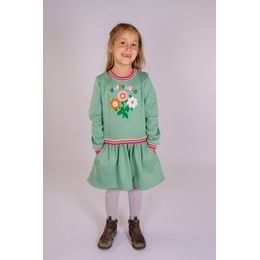 Sweatkleid happy girls, M&auml;dchen, Gr. 134, N-Gr, gr&uuml;n, Sweatware, Obermaterial: 100% Baumwolle, bedruckt, regular fit normal, Rundhals, Rippb&uuml;ndchen, Kleider Sweatkleid
