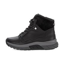 Schnürboots Gabor Rollingsoft, Damen, Gr. 39, schwarz, anthrazit, Veloursleder, Ziegenleder, Schuhe, Keilabsatz, Stiefelette, mit Haken, im Bergsteiger-Look