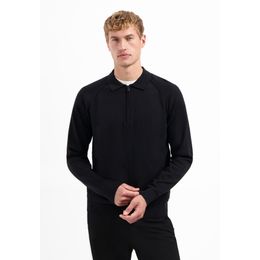 Stehkragenpullover NO EXCESS "NO EXCESS Half-Zip-Polo-Pullover Pullover Polo Half Zip Solid", Herren, Gr. L, schwarz, 90% Baumwolle, 10% Nylon, Pullover Stehkragenpullover