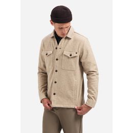 Langarmhemd NO EXCESS "NO EXCESS Meliertes Overshirt Overshirt Button Closure Melange", Herren, Gr. XXL, Normalgr&ouml;&szlig;en, khaki, 80% Polyester (Recycelt), 10% Viskose, 10% Acryl, regular fit, Hemden