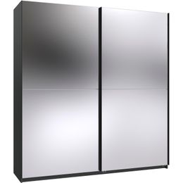 Kleiderschrank wimex "Mugano, B/T/H 135 oder 180/65/198cm, Made in Germany", schwarz (grafit, griffe schwarz), B:180cm H:198cm T:65cm, Holzwerkstoff, Schränke, 2 Schwebetüren mit oder ohne Spiegel, Metallgriffe