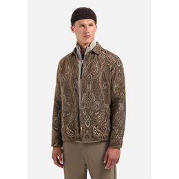 Langarmhemd NO EXCESS "NO EXCESS Jacquard-Overshirt mit Muster", Herren, Gr. S, Normalgrößen, braun, 100% Polyester, regular fit, Hemden