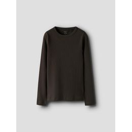 Langarmshirt name it "NKFNAKAL LS TOP NOOS", Mädchen, Gr. 116, delicioso, Jersey, Obermaterial: 95% Baumwolle, 5% Elasthan, unifarben, normal hüftlang, Rundhals, abgesteppte Kante, Shirts, in Basic-Form und leicht gerippter Qualität