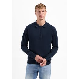 Stehkragenpullover NO EXCESS "NO EXCESS Half-Zip-Polo-Pullover Pullover Polo Half Zip Solid", Herren, Gr. L, night, 90% Baumwolle, 10% Nylon, Pullover Stehkragenpullover