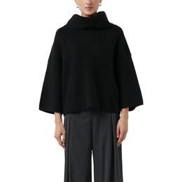 Strickpullover comma, Damen, Gr. L (40), schwarz, Strick, Obermaterial: 50% Polyester, 30% Polyacryl, 11% Polyamid, 5% Wolle, 4% Elasthan, unifarben, regular fit normal, ohne Ausschnitt, Pullover, im Boxy Fit
