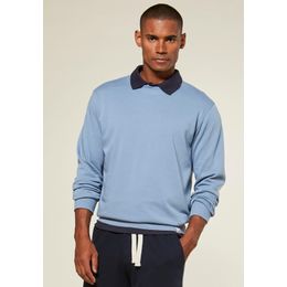 Sweatshirt Kangaroos "mit Rundhalsausschnitt", Herren, Gr. 3XL (64/66), blau (hellblau), angeraute Sweatware, Obermaterial: 60% Baumwolle, 40% Polyester, unifarben, bequem normal, Rundhals, angesetztes B&uuml;ndchen, Sweatshirts Sweatshirt, mit coolem Rippeinsatz am Ausschnitt vorn