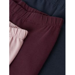 Leggings name it "NBFVUVIVIAN 3P LEGGING", Baby, Gr. 80, N-Gr, burnished lila pack:fig, navy blazer, Jersey, Obermaterial: 95% Baumwolle, 5% Elasthan, unifarben, regular fit normal, Hosen