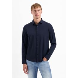 Langarmhemd NO EXCESS "NO EXCESS Sedoc-Reisehemd Shirt Jersey Travel", Herren, Gr. L, Normalgrößen, night, 75% Polyester, 25% Elasthan, regular fit, Hemden