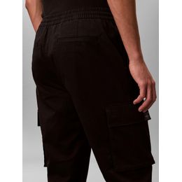 Cargohose Calvin Klein Jeans, Herren, Gr. L, N-Gr, schwarz, Twill, Obermaterial: 97% Baumwolle, 3% Elasthan, unifarben, skinny fit lang, Hosen, elastischer Bund, Skinny fit, Cargotaschen