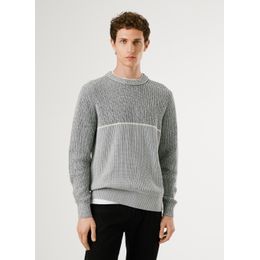 Strickpullover Pepe Jeans "PENN", Herren, Gr. L, grau (marl grau), Strick, Obermaterial: 100% Baumwolle, mehrfarbig, regular fit, Rundhals, Rippstrickbündchen, Pullover, mit Rundhals