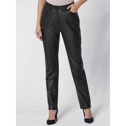 Lederhose CREATION L PREMIUM, Damen, Gr. 18, Kurzgrößen, schwarz, 100% Lammnappaleder, unifarben, lang, Hosen