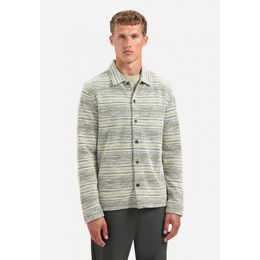 Langarmhemd NO EXCESS "NO EXCESS Gestricktes Overshirt Shirt Jersey Jacquard", Herren, Gr. M, Normalgrößen, dunkelgrün, 75% Baumwolle, 16% Polyester, 9% Viskose, regular fit, Hemden