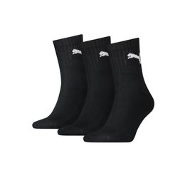 Sportsocken Puma "short crew", Herren, Gr. 47-49, schwarz (3x schwarz), Baumwollmischung, Elasthan, Polyamid, Polyester, unifarben mit Farbeinsatz, elastisch, Socken, gepolsterte Frottee-Sohle, atmungsaktiv