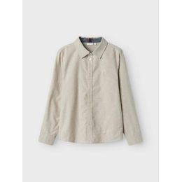 Langarmhemd name it "NKMNEWSA für Jungen mit Knopfleiste und Baumwollkomfort", Jungen, Gr. 104, N-Gr, beige (pure cashmere), Web, Obermaterial: 100% Baumwolle, unifarben, regular fit, Ärmel mit Ärmelschlitz 1-Knopf-Manschette, Hemden Festliche Hemden, unifarben, casual, regular fit, Baumwolle, Hemdkragen