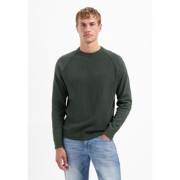 V-Ausschnitt-Pullover NO EXCESS "NO EXCESS Waffelstrickpullover", Herren, Gr. L, dunkelgrün, 90% Baumwolle, 10% Nylon, Pullover