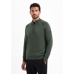 Stehkragenpullover NO EXCESS "NO EXCESS Half-Zip-Pullover Pullover Half Zip High Collar Solid", Herren, Gr. L, dunkelgrün, 90% Baumwolle, 10% Nylon, Pullover