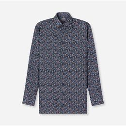 Langarmhemd OLYMP "Luxor", Herren, Gr. 40, N-Gr, marine, Web, Obermaterial: 100% Baumwolle, comfort fit, 2-Knopf-Manschette, Hemden, gemustert, Businesshemd, comfort fit, New-Kentkragen