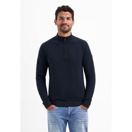 Stehkragenpullover NO EXCESS "NO EXCESS Strukturierter Half-Zip-Pullover", Herren, Gr. XL, night, 100% Baumwolle, Pullover Stehkragenpullover