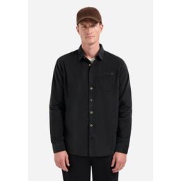 Langarmhemd NO EXCESS "NO EXCESS Cordhemd Shirt Solid Fine Herringbone", Herren, Gr. L, Normalgrößen, schwarz, 100% Baumwolle, regular fit, Hemden