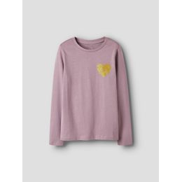 Langarmshirt name it "NKFOLALLA LS TOP PS", M&auml;dchen, Gr. 134/140, toadstool, Jersey, Obermaterial: 100% Baumwolle, unifarben, regular fit, Rundhals, gerader Abschluss, Shirts Langarmshirt
