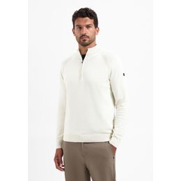 Stehkragenpullover NO EXCESS "NO EXCESS Half-Zip-Pullover Pullover Half Zip High Collar Solid", Herren, Gr. XL, wei&szlig; (kit), 90% Baumwolle, 10% Nylon, Pullover Stehkragenpullover