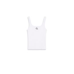 Tanktop Calvin Klein Jeans "MONOGRAM SCOOP NK RIB TANK TOP", Damen, Gr. L (42), weiß (brilliant weiß), Web, Obermaterial: 95% Baumwolle, 5% Elasthan, unifarben, regular fit kurz, Rundhals, Tops, Mit Rundhalsausschnitt, regular fit