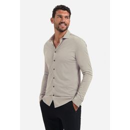 Langarmhemd NO EXCESS "NO EXCESS Meliertes Jerseyhemd Shirt Jersey Melange Stretch", Herren, Gr. M, Normalgrößen, clay, 60% Viskose, 35% Nylon, 5% Elasthan, regular fit, Hemden