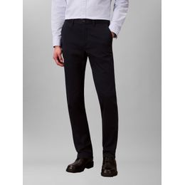 Stoffhose Calvin Klein "SLM CTTN STRTCH CHN", Herren, Gr. 34, Länge 32, blau (schwarz sapphire), Web, Obermaterial: 90% Baumwolle, 8% Elastomultiester, 2% Elasthan, unifarben, slim fit lang, Hosen, Mit Gürtelschlaufen