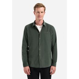 Langarmhemd NO EXCESS "NO EXCESS Cordhemd Shirt Solid Fine Herringbone", Herren, Gr. L, Normalgrößen, dunkelgrün, 100% Baumwolle, regular fit, Hemden