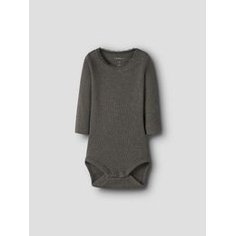 Langarmbody name it "NBFKAB LS BODY NOOS", Baby, Gr. 50, N-Gr, delicioso detail:melange, Jersey, Obermaterial: 57% Baumwolle, 38% Modal, 5% Elasthan, meliert, unifarben, normal, Rundhals, Bodys