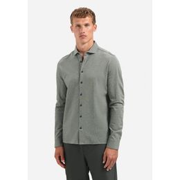 Langarmhemd NO EXCESS "NO EXCESS Meliertes Jerseyhemd Shirt Jersey Melange Stretch", Herren, Gr. L, Normalgrößen, dunkelgrün, 60% Viskose, 35% Nylon, 5% Elasthan, regular fit, Hemden