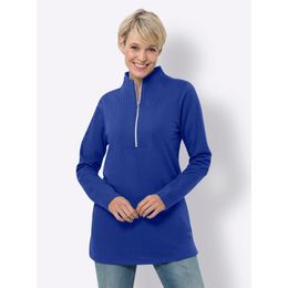 Longsweatshirt Classic Basics, Damen, Gr. 38, blau (royalblau), 100% Baumwolle, unifarben, Sweatshirts