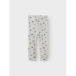 Leggings name it "NBMWANG WOOL NEEDLE LONGJOHN NOOS", Baby, Gr. 80, N-Gr, nacreous cloud aop:small cars, Strick, Obermaterial: 100% Wolle, bedruckt, regular fit knöchellang, Hosen