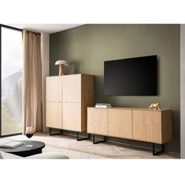 Pharao24.de Design Wohnwand Wohnzimmerwand Modern mit Bügelgestell aus Holzwerkstoff (zweiteilig)