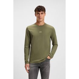Langarmshirt BOSS Orange "TChark", Herren, Gr. S, gr&uuml;n (open gr&uuml;n342), Single Jersey, Obermaterial: 96% Baumwolle, 4% Elasthan, unifarben, regular fit h&uuml;ftlang, Rundhals, Shirts Langarmshirt, mit Rundhalsausschnitt
