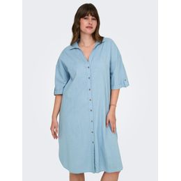 Only CARMAKOMA Damen Blusenkleid "CARCOCO SS BLK SHIRT DRESS WVN"soft chambray, Gr. 46, unifarben, Web, Obermaterial: 100% Baumwolle, Kleider,