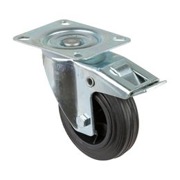 BS Rollen Lenkrolle L420.B40 mit Totalfeststeller Rad D 100mm 70kg, Stahl verzinkt (L420.B40.100)