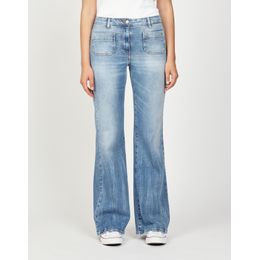 Bootcut-Jeans Gang "94 JESSI FLARED", Damen, Gr. 31, N-Gr, eternal wash, Denim/Jeans, Obermaterial: 98% Baumwolle, 2% Elasthan, ausgestellt lang, Jeans, im angesagten Leo Muster